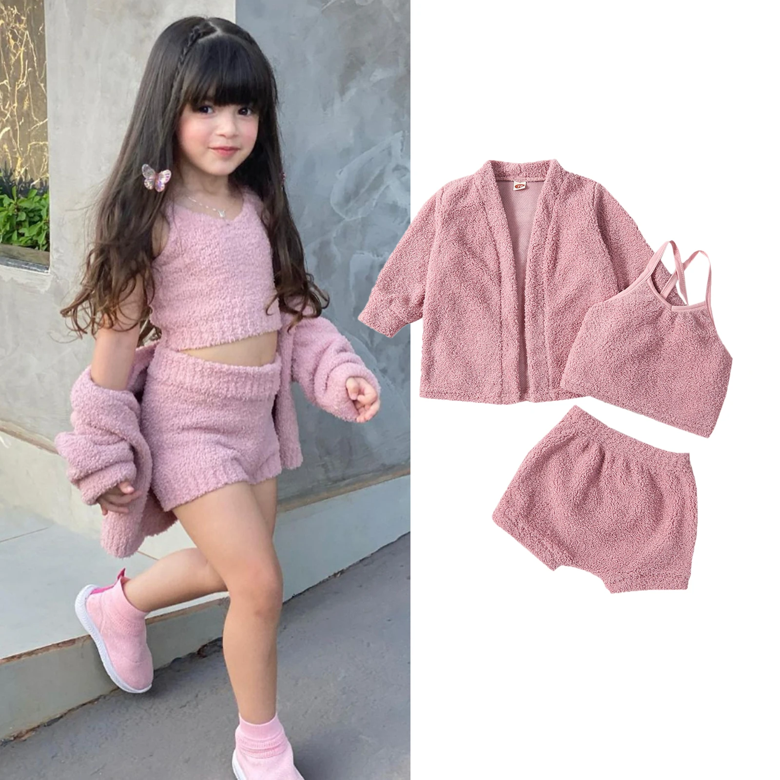 FOCUSNORM-Conjuntos-de-ropa-de-3-piezas-para-ni-as-peque-as-abrigo-de ...