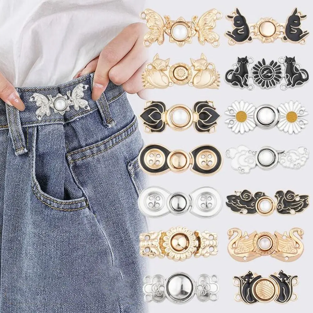 Tighten-Waist-Button-for-Women-Skirt-Pants-Jeans-Adjustable-Waist-Clip ...