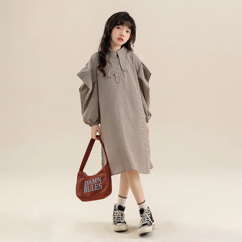 Kids-Striped-Dress-Long-Sleeve-Casual-Shirt-Princess-Dress-for-Girls ...