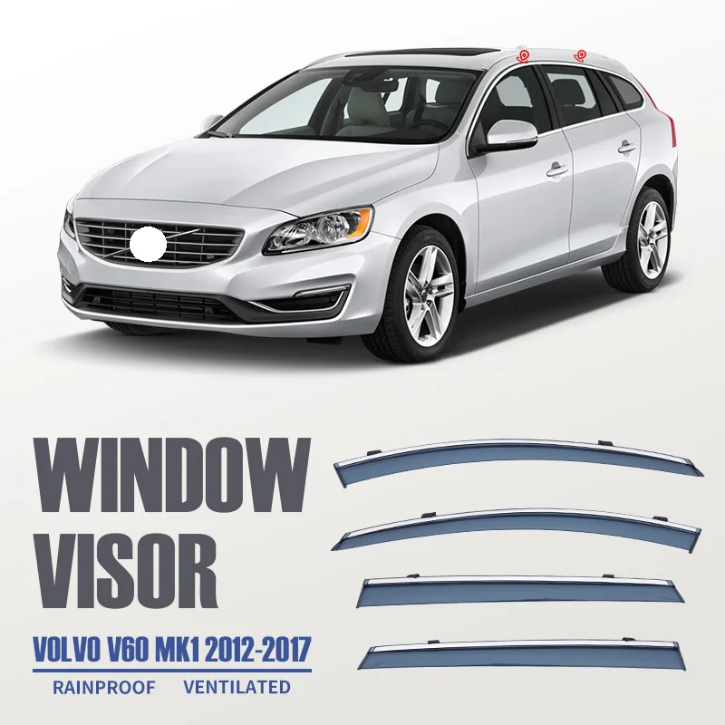 For-VOLVO-V60-2011-2018-Window-Visor-Vent-Shades-Ventvisor-Wind ...
