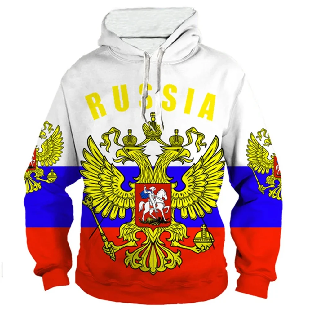 Russia-Flag-Graphic-Hoodie-for-Men-Top-Russian-Eagle-Emblem-Hooded ...
