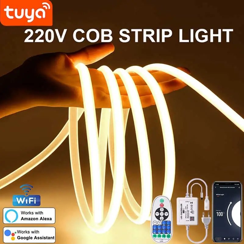Tuya-COB-LED-Strip-Light-220V-WiFi-Smart-LED-Tape-COB-LED-Lights ...