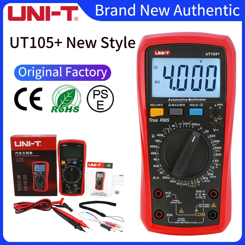 Uni-t Automotive Digital Multimeter Ut105+ Ut107+ 1000v Ac Dc Voltmeter ...