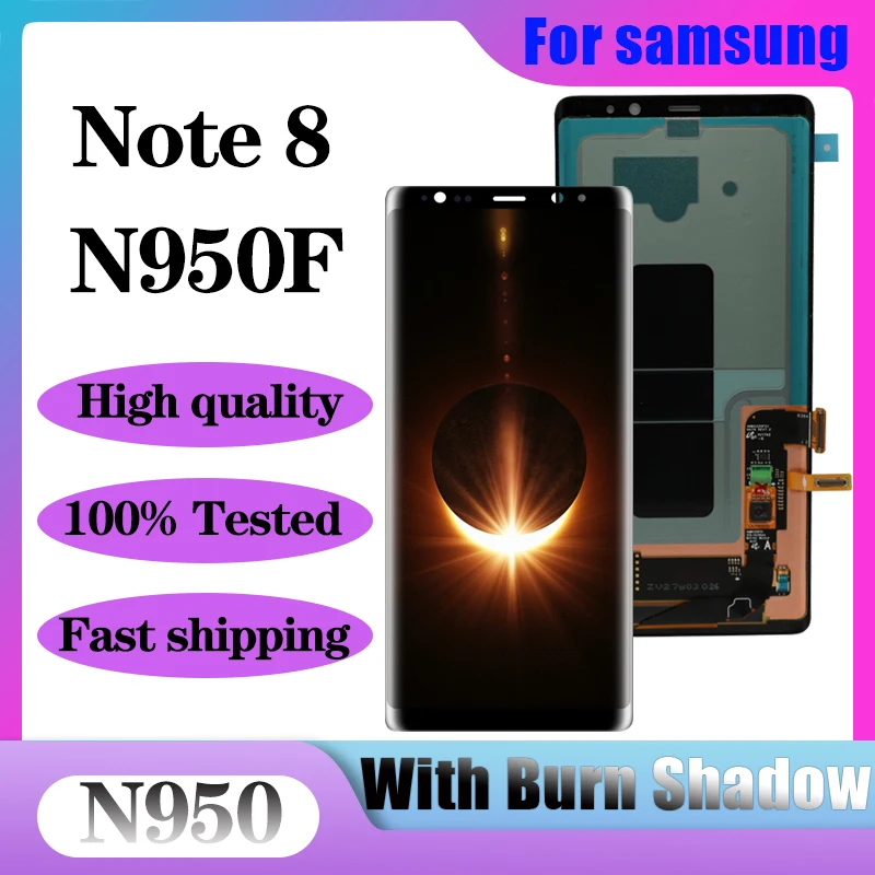 6.3 ''SUPER AMOLED Nota 8 Com Sombra de Queimadura LCD Para SAMSUNG GALAXY Note8 N950 N950F ...