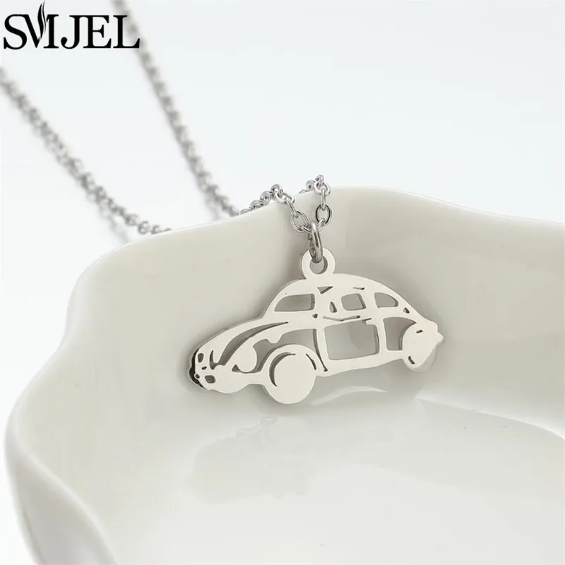 Cartoon Limousine Car Pendant Necklace Men Women Stainless Steel Choker ...