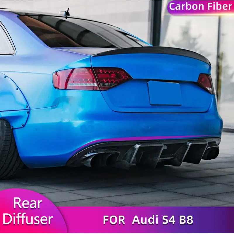 Carbon-Fiber-Car-Rear-Bumper-Diffuser-Lip-Spoiler-for-Audi-S4-B8-Sedan ...