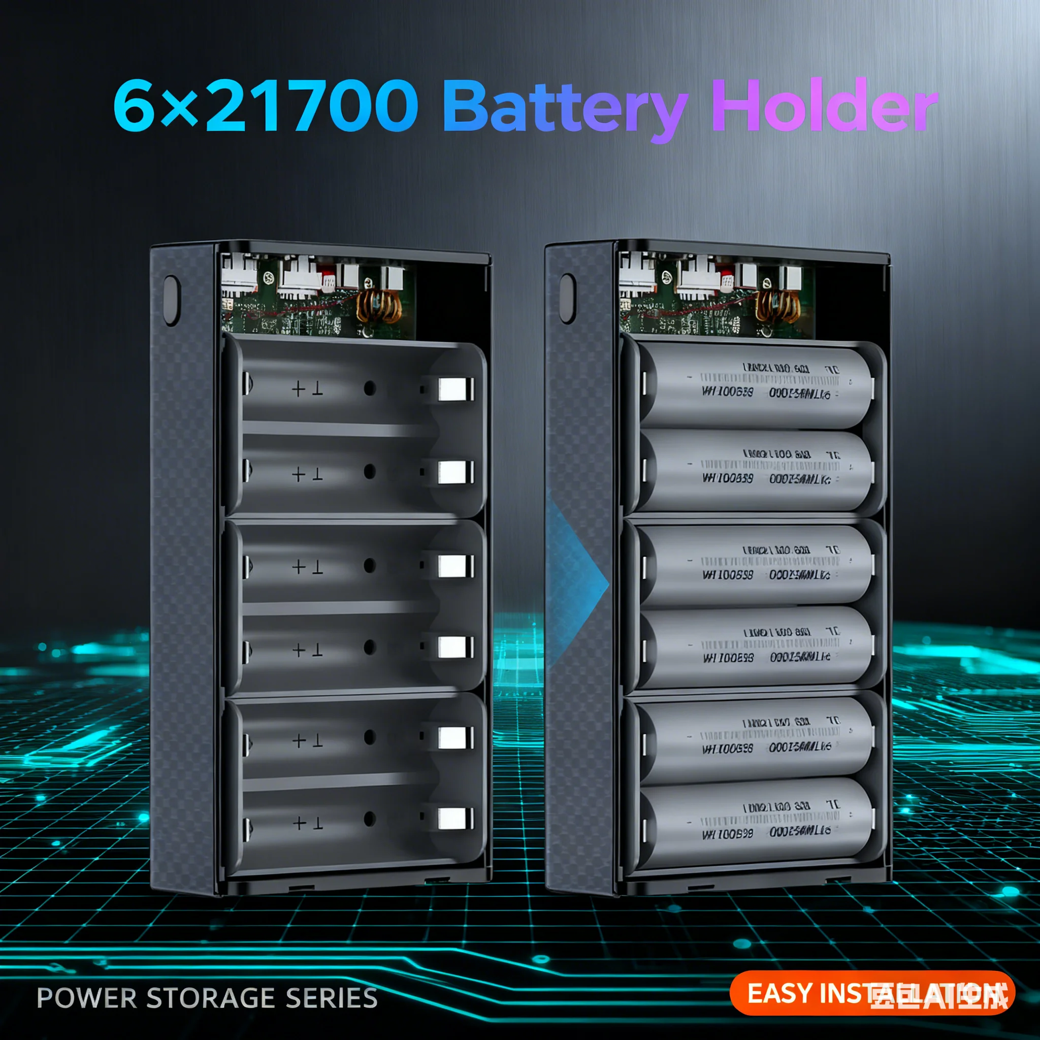 6×21700 DIY Power Bank Case - 100W PD Fast Charging, Tool-Free ...