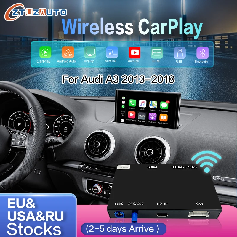 Wireless Apple CarPlay Android Auto Interface for Audi A3 2013 2018 ...