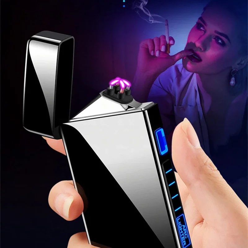 New-Outdoor-Windproof-Flameless-Lighter-Electric-USB-Plasma-Dual-ARC ...