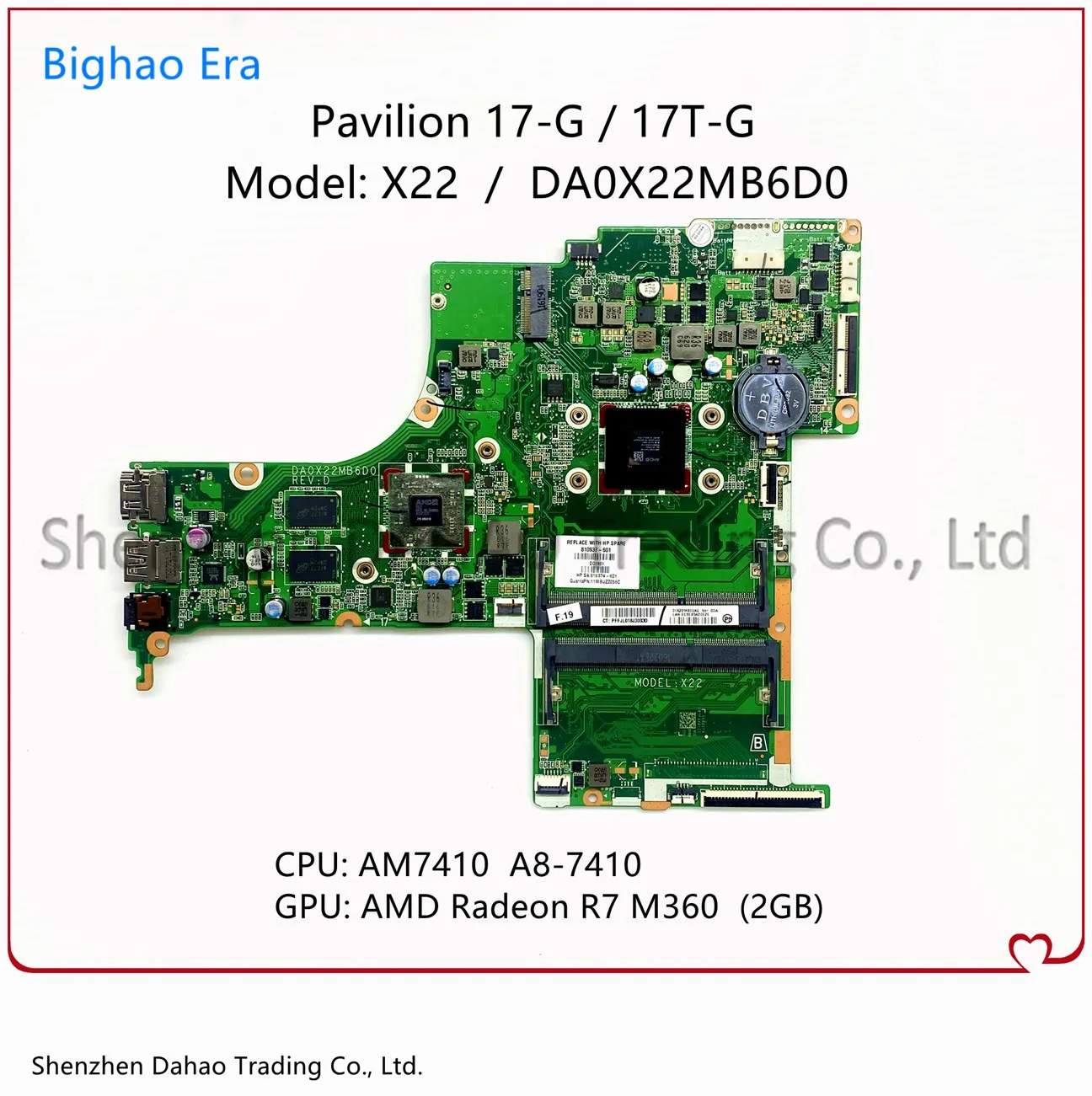 DA0X22MB6D0-For-HP-Pavilion-17-G-17-AB-X22-Laptop-Motherboard-With-A8 ...