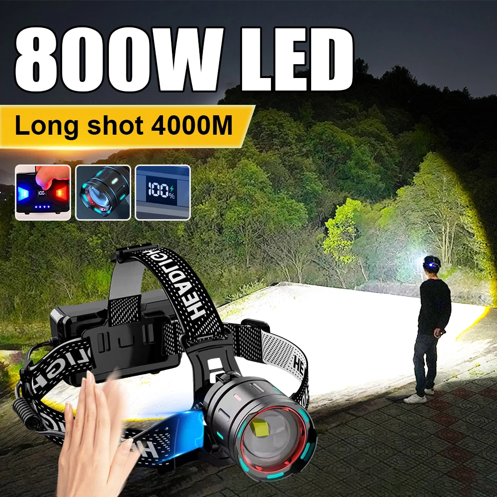 300000LM-Powerful-Headlamp-800W-Led-Sensor-Head-Flashlight-Long-Range ...