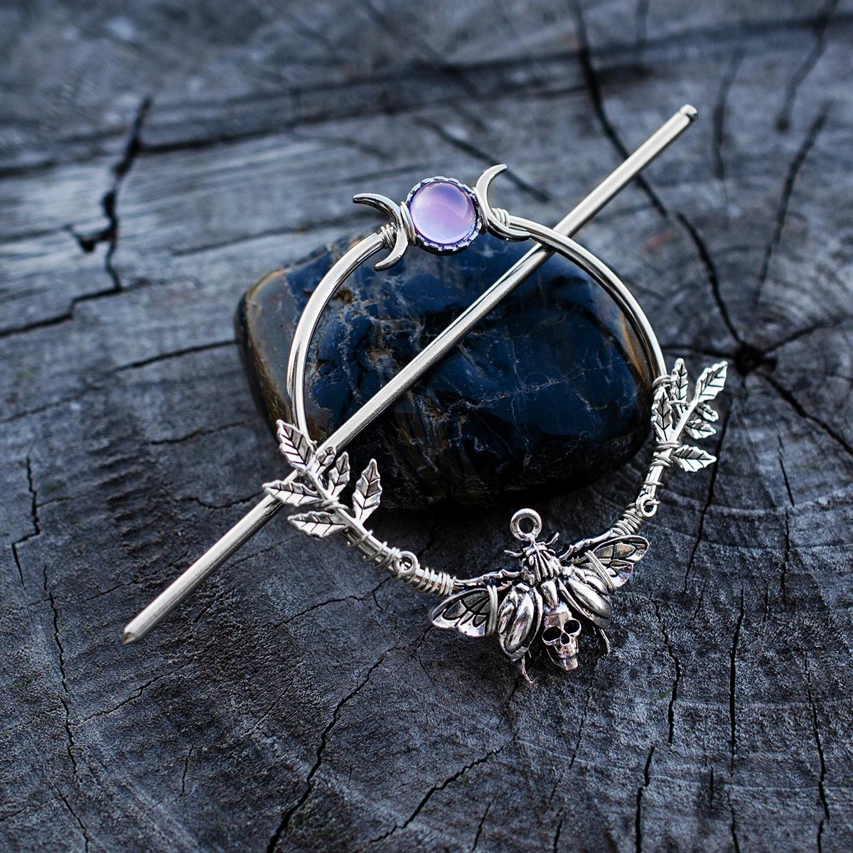 Witch-Death-Moth-Butterfly-Triple-Moon-Hair-Hairstick-Fairycore-Hair ...