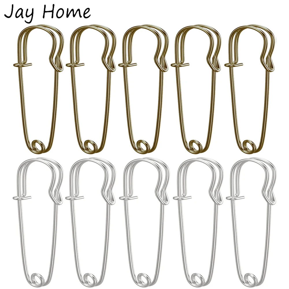 10PCS-50MM-75MM-Large-Safety-Pins-Heavy-Duty-Metal-Safety-Pins-Fastener ...