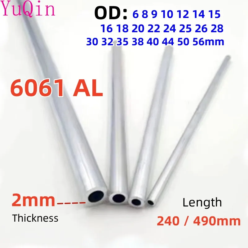 Aluminium-Pipe-2mm-Thickness-6-56mm-OD-Straight-240mm-490mm-Long-Round ...