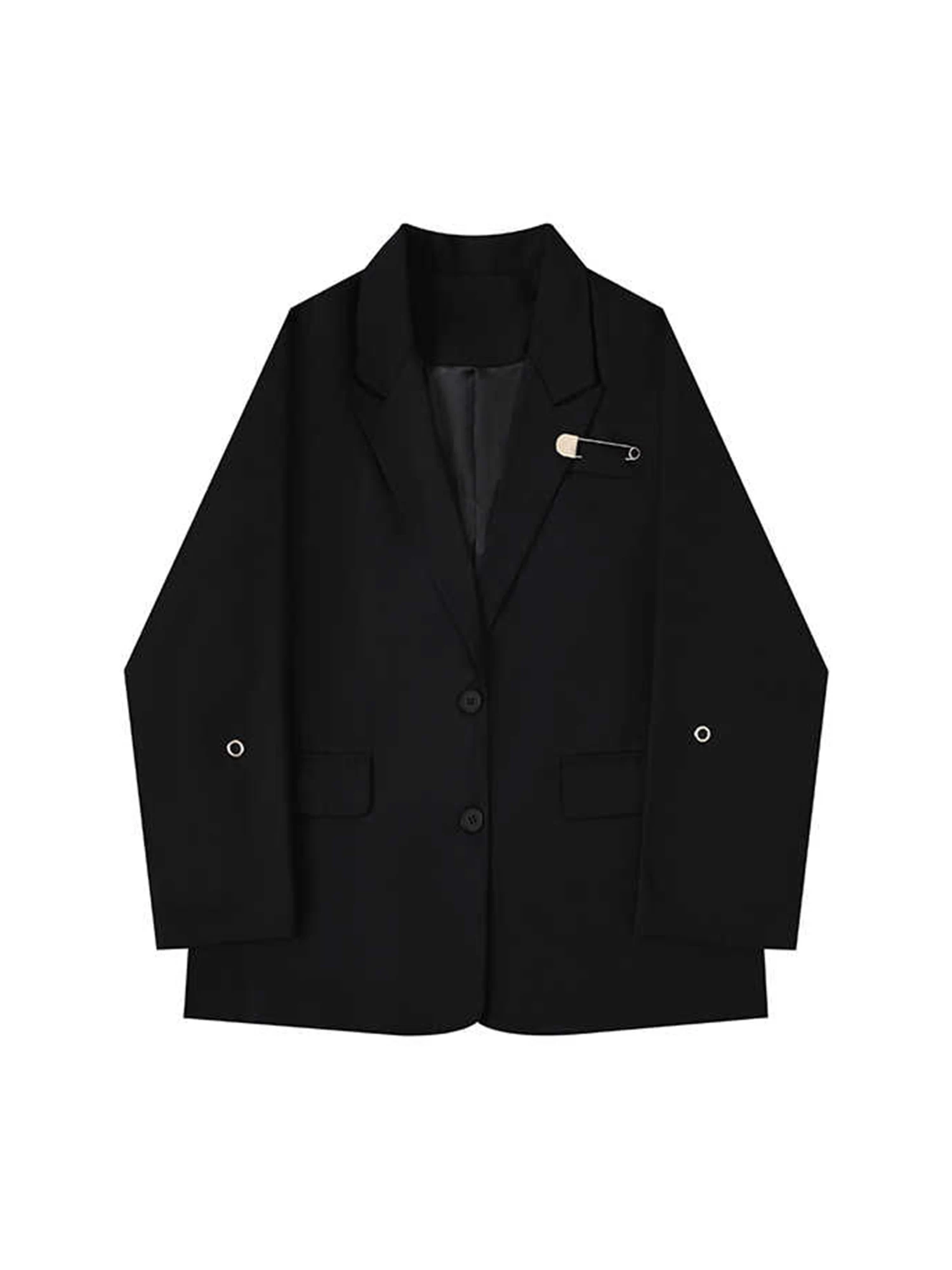 Women's Black Gothic Blazer Jacket Vintage Outerwear Harajuku Long ...