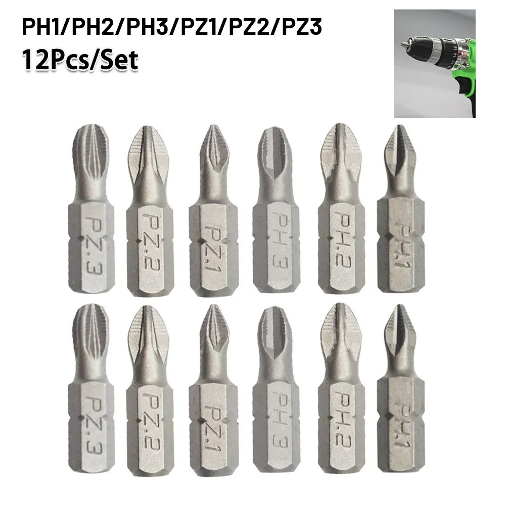 12-PCS-Lot-25mm-Cross-Bits-Set-Hex-Shanked-Anti-Slip-Screwdriver-Bits ...
