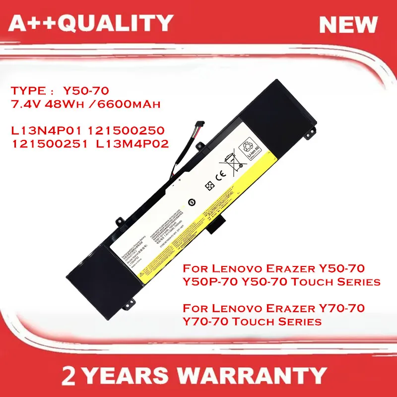L13M4P02 Battery For Lenovo Erazer Y50-70 Y50P-70 Y70-70 Touch Series ...
