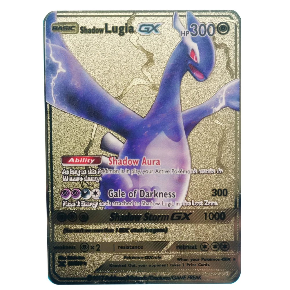 25 Style Cards Gold Metal English Hard Iron Cards Mewtwo Pikachu Gx ...