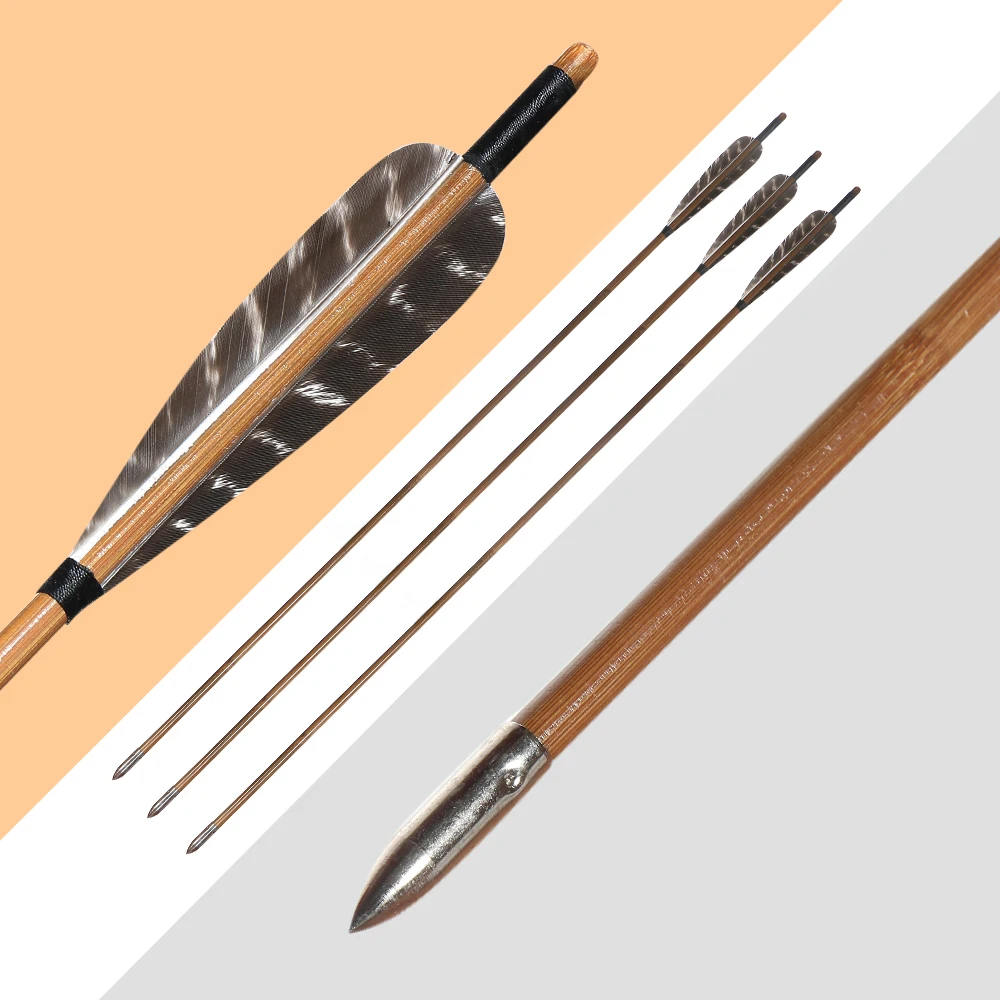 Huntingdoor 6/12 Archery Handmade Bamboo Arrows Traditional Wooden ...