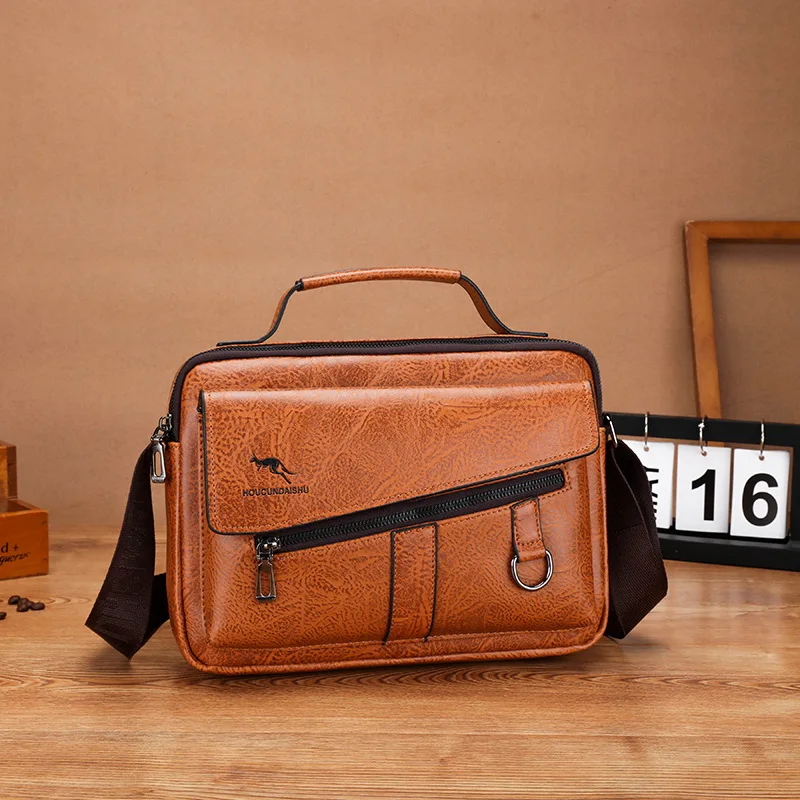 Kangaroo Brand Men Shoulder Bag Leather Messenger Bag For Men Office ...