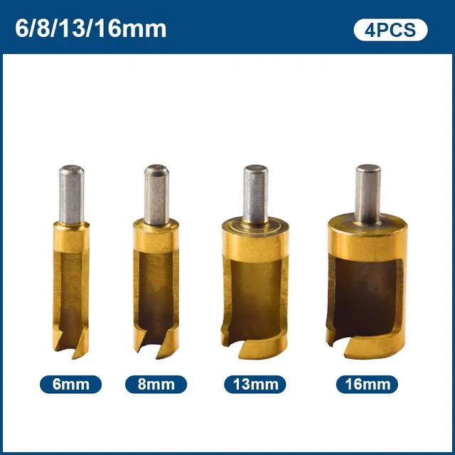 4pcs 6/8/13/16mm Titanium Coated Cork Drill High Carbon Steel Barrel ...