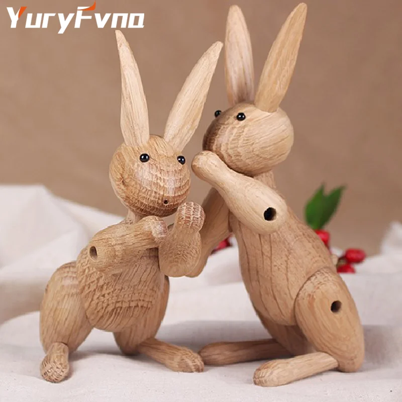 YuryFvna Nordic Danish wood carving Miss Rabbit statue joint puppet ...