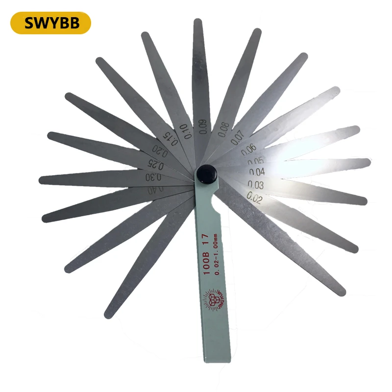 Feeler Gauge Filler 0.02mm To 1mm Metric Thickness Measurement Layout Tool 100mm Long 17 Blade ...