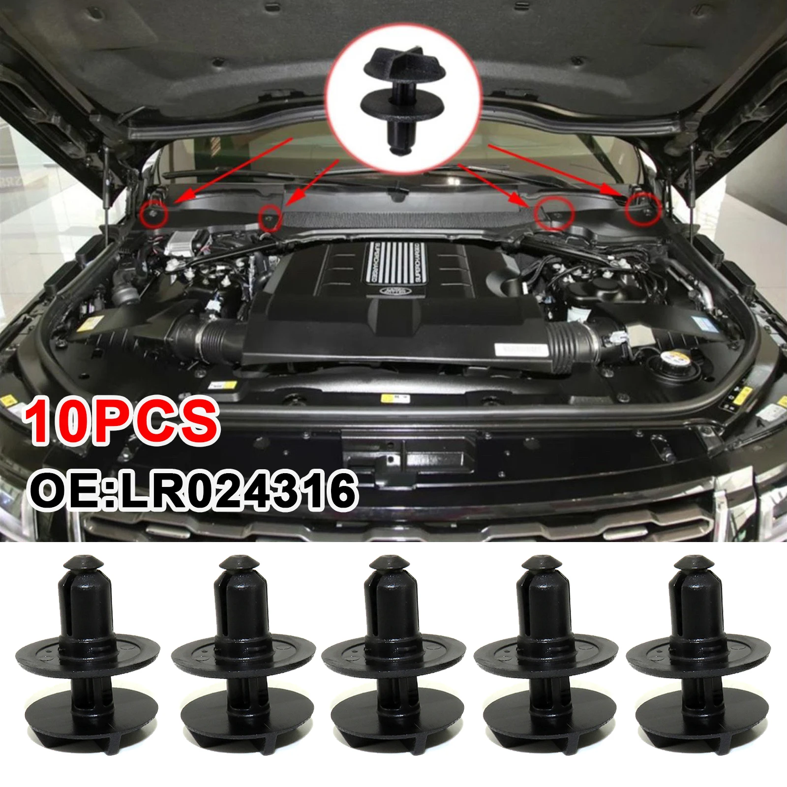 10-Pcs-Black-Battery-Cover-And-Cowl-Panel-Clip-Fasteners-For-Land-Rover ...