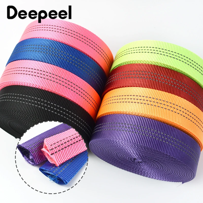2-5-10Meters-Deepeel-25mm-Nylon-Reflective-Webbing-Colored-Hollow ...