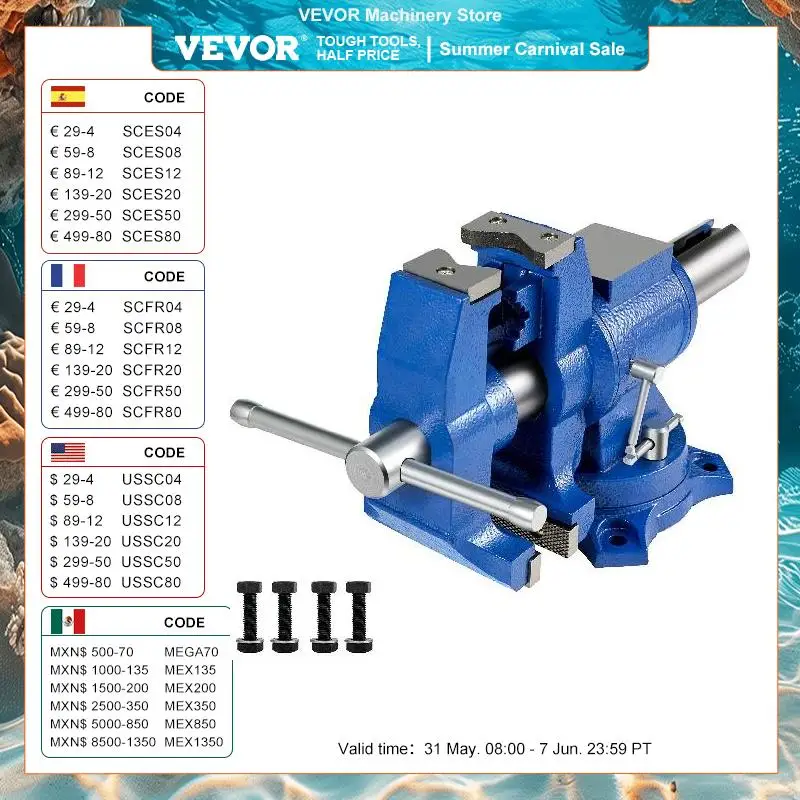 VEVOR-Multipurpose-Bench-Vise-4in-5in-Heavy-Duty-Ductile-Cast-Iron-With ...