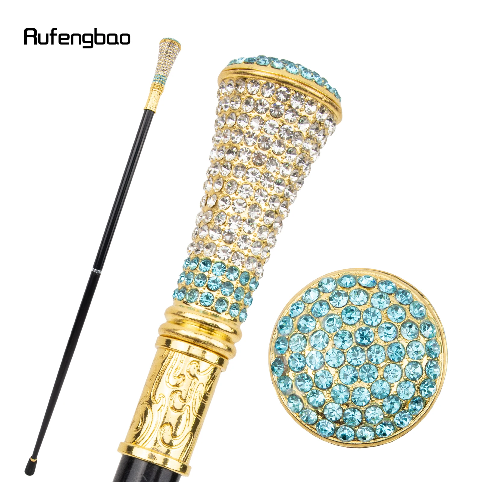 Golden-Green-Artificial-Diamond-Walking-Cane-Fashion-Decorative-Walking ...