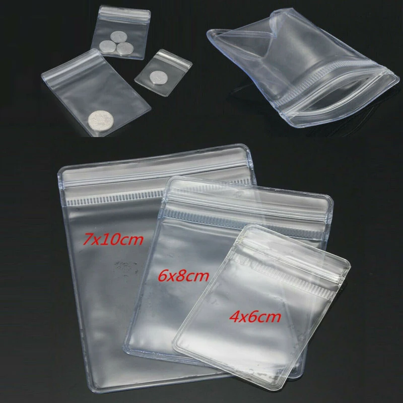 100pcs-Thick-Grip-Resealable-Zip-Lock-Bags-Self-Seal-Clear-Plastic-Poly ...