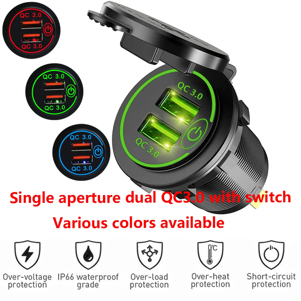 LED-Car-Charger-Car-Charger-with-Touch-Switch-Dual-USB-Waterproof-Power ...