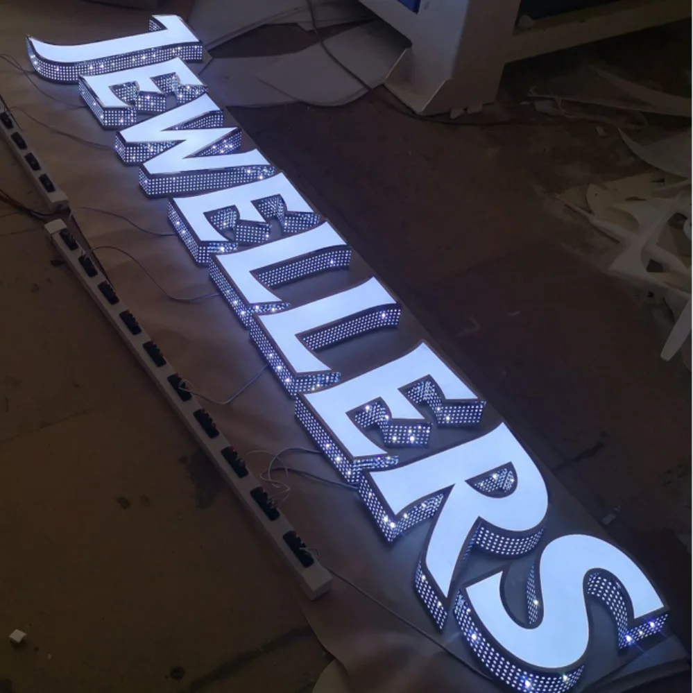 Factory Outlet Custom Made front lit acrylic storefront sign, side lit ...