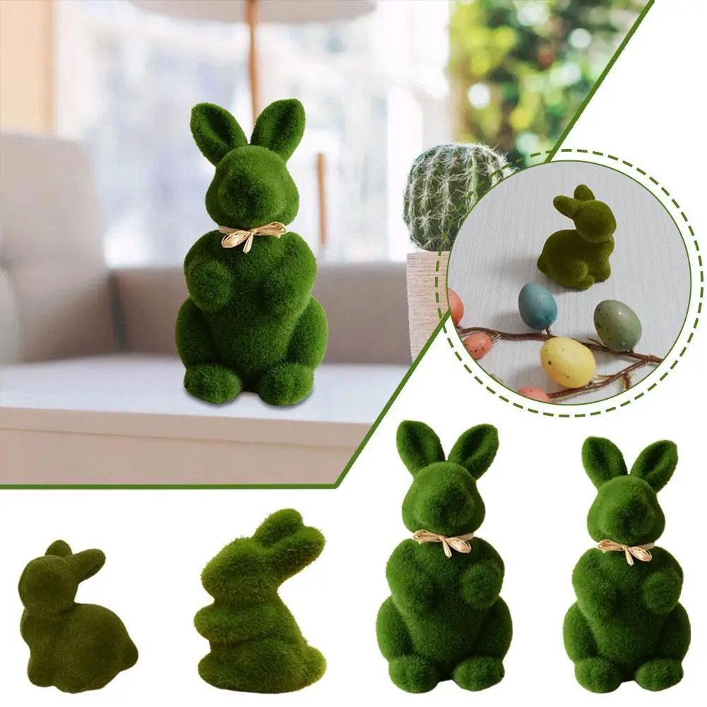 Easter-Moss-Rabbit-Figurine-Bunny-Decor-Bunnies-Eggs-Flocked-Table ...