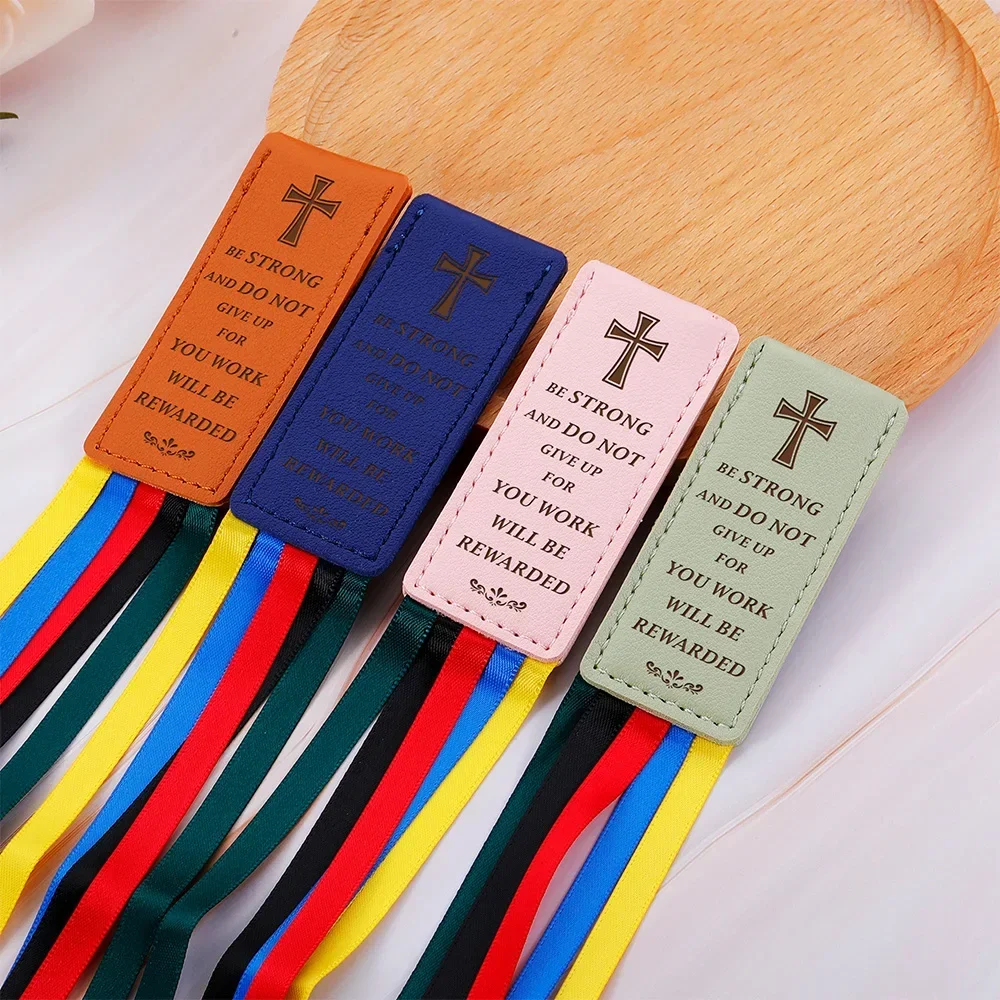 Custom-Multi-color-Ribbon-Bible-Bookmark-Markers-Artificial-Leather-Bookmark-with-Colorful ...