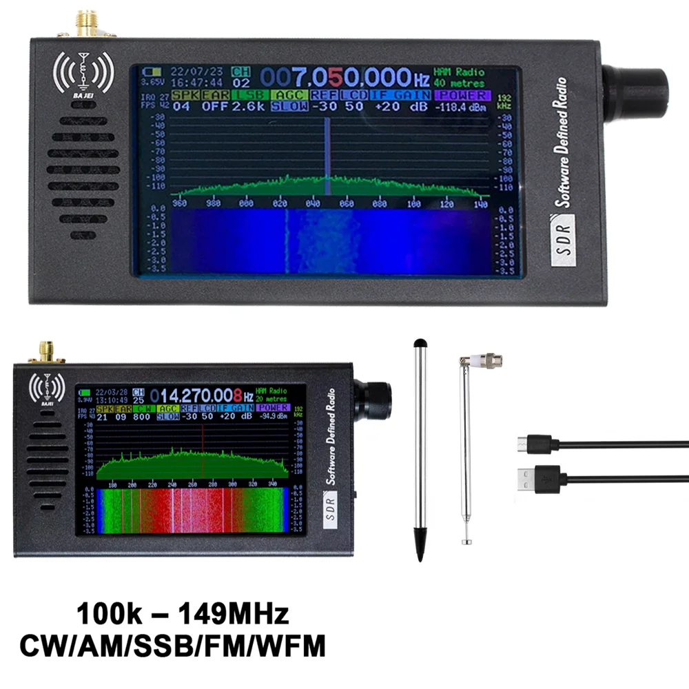 SDR 101 100K-149MHz 4.3インチIPS LCDソフトウェア無線機 CW AM WFM FM SSB FM/AM/LW/MW ...