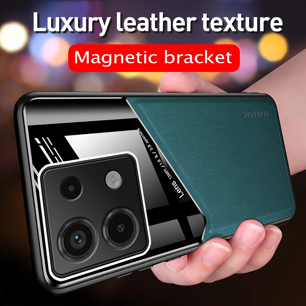 Luxury-Leather-Magnetic-Back-Cover-For-Xiaomi-Redmi-Note13-Redmy-Redme ...