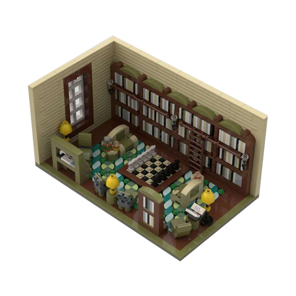MOC-Library-Building-Blocks-Collection-Education-DIY-Kids-Model-Classic ...