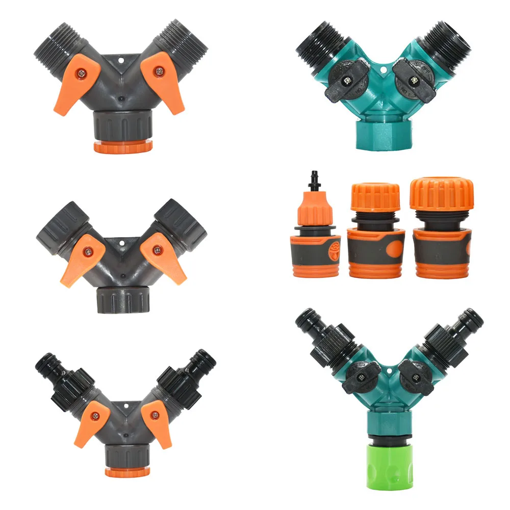 Garden-Tap-Water-Splitter-1-2-3-4-Female-Thread-2-Way-Garden-Hose-Y ...