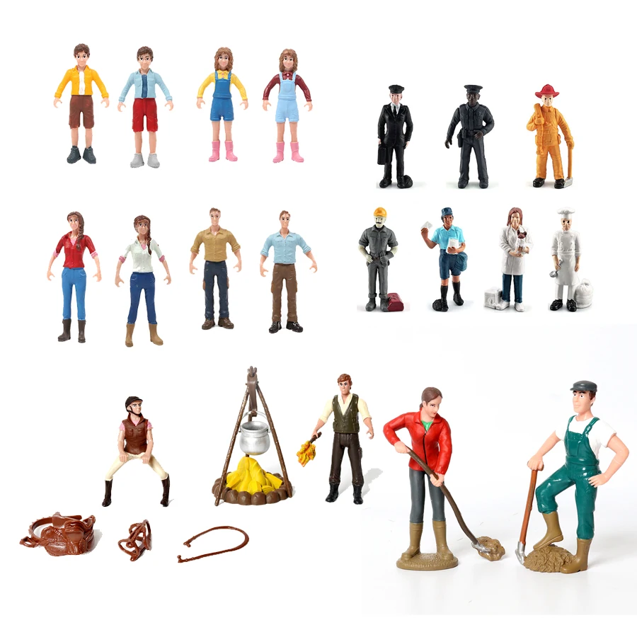 Realistische-Plastic-Miniatuur-Handgeschilderde-Boer-Ruiter-Arbeider ...