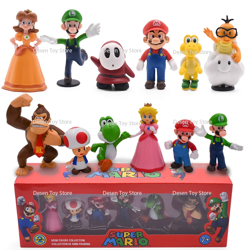 6pcs/set Mario Bros Figure Sets Toys Bowser Princess Peach Mario Luigi ...