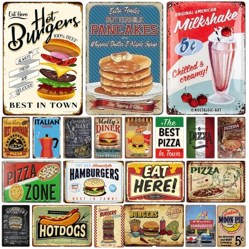 Metal-Tin-Poster-Fast-Food-Vintage-Tin-Sign-Plaque-Metal-Retro-Plate ...