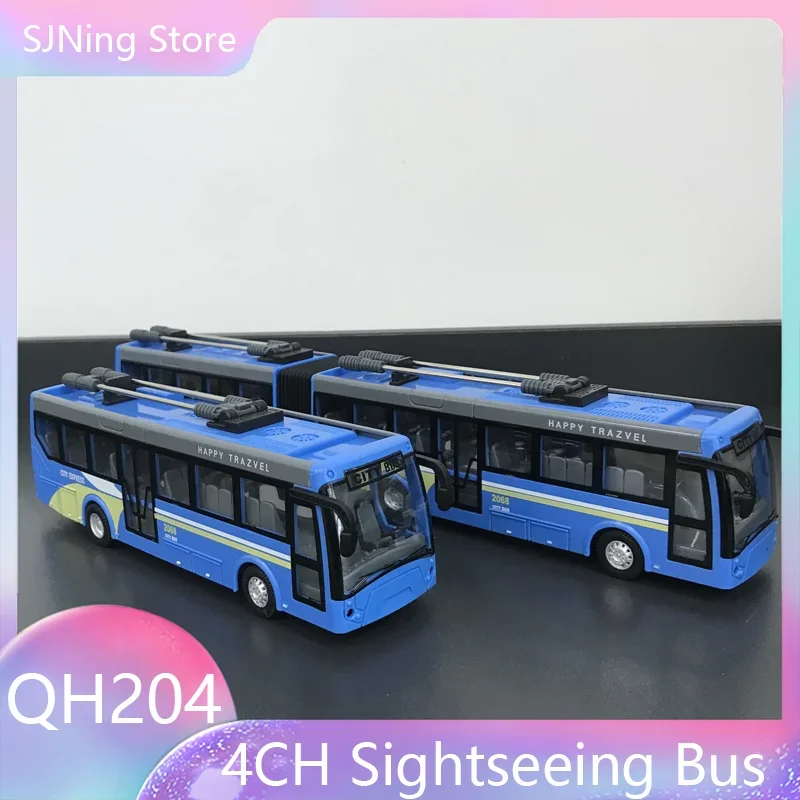 1:48 4CH Blue RC Bus Light Sound Electric School Tourist Sightseeing ...