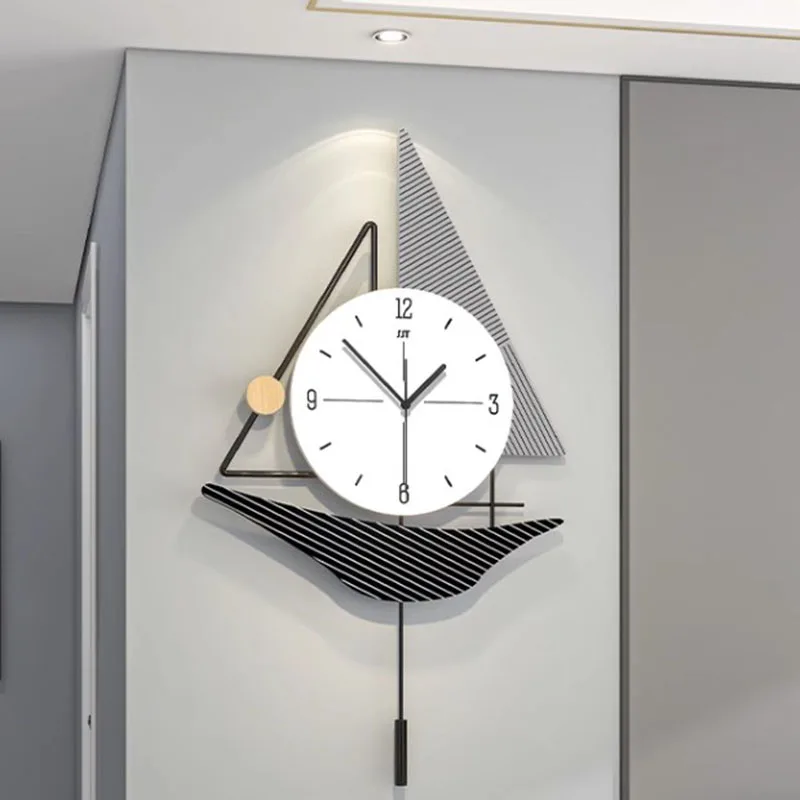 Classic-Office-Pendulum-Wall-Clocks-Wood-Ship-Large-Living-Room-Wall ...