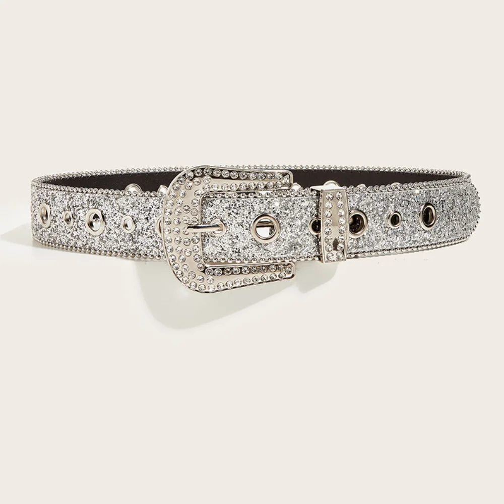 Cintos de strass gótico feminino, pulseira de couro PU, cowboy ...