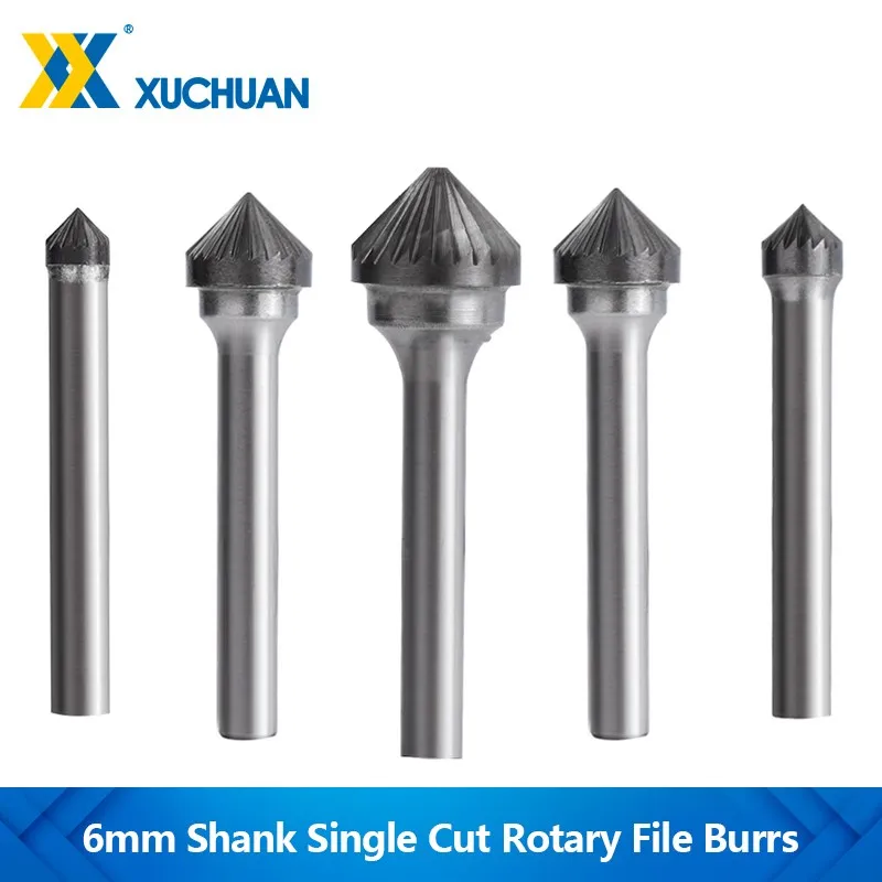 Rotary-File-Burrs-6mm-Shank-Single-Cut-Carbide-Burr-Bit-Type-K-Rotary ...