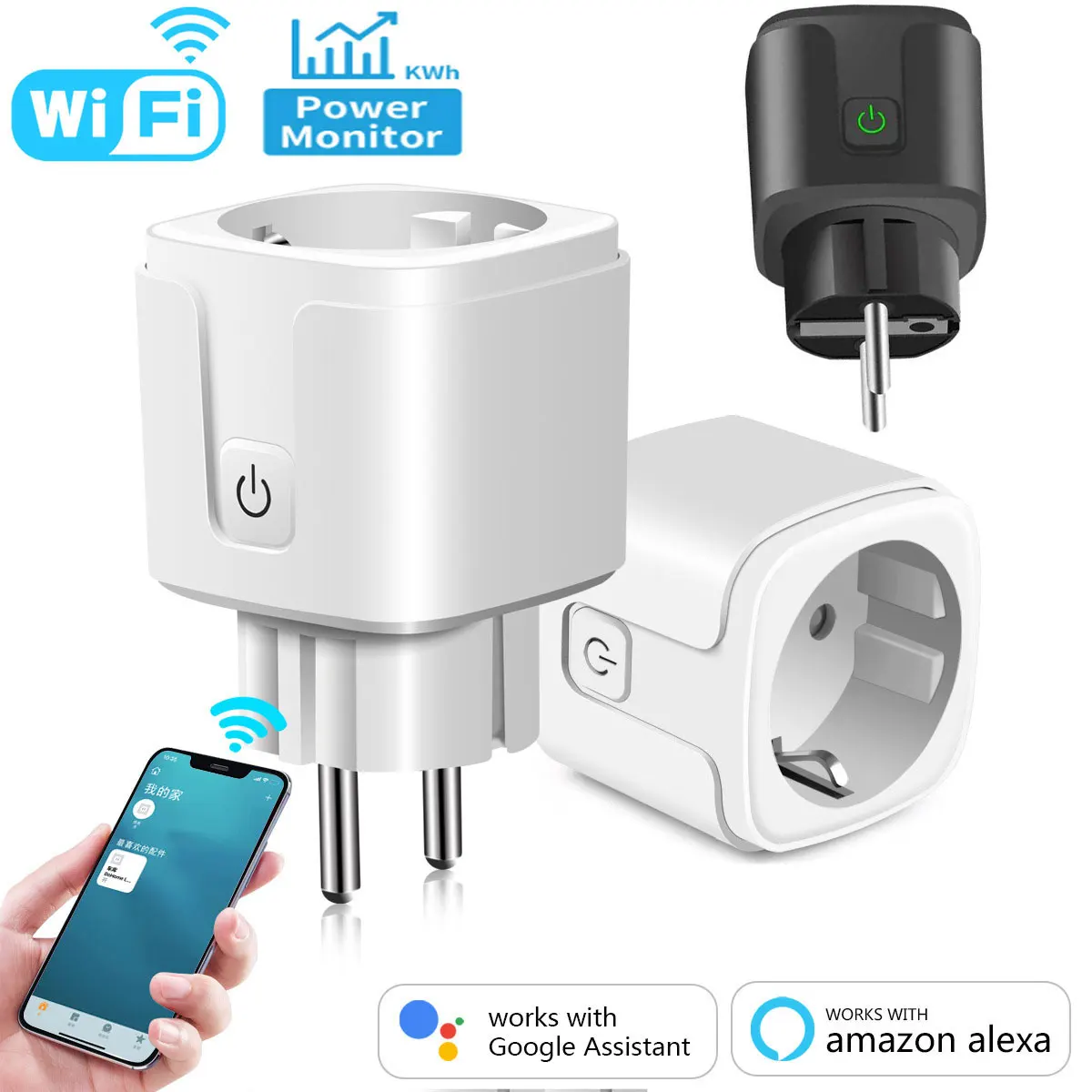 Tuya WiFi Smart Plug 16A/20A Smart Socket With Power Monitoring Timing Function Voice Control ...