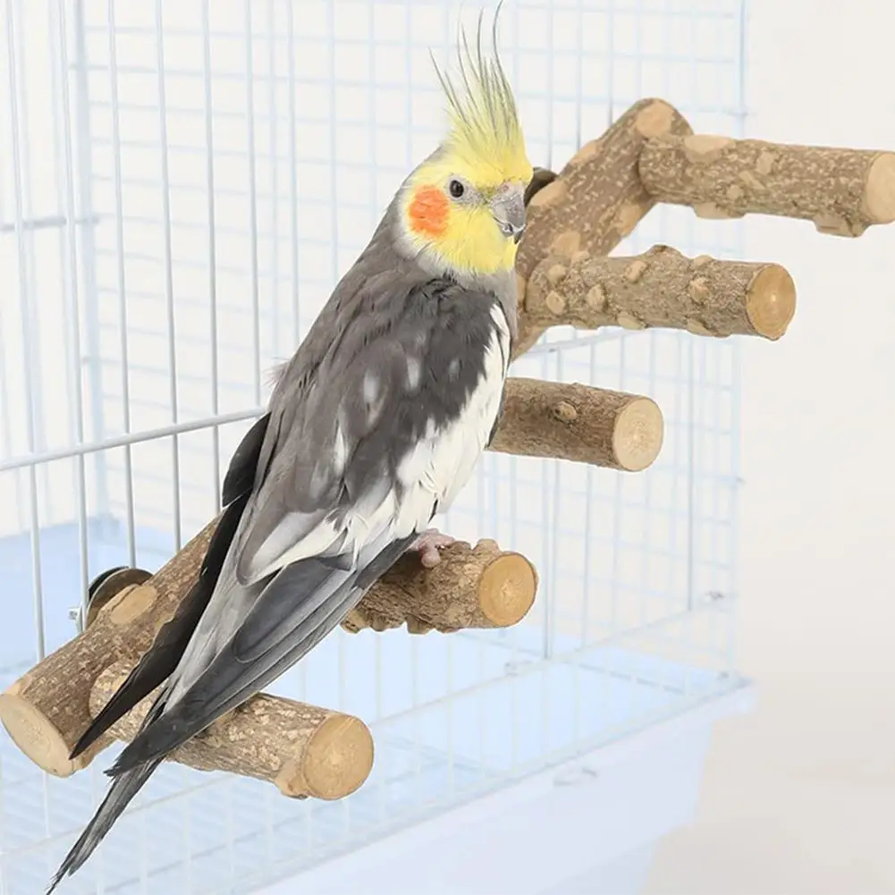 Parrot-Nature-Wood-Climbing-Ladder-Perch-Stand-Chew-Toys-Bird-Cage ...