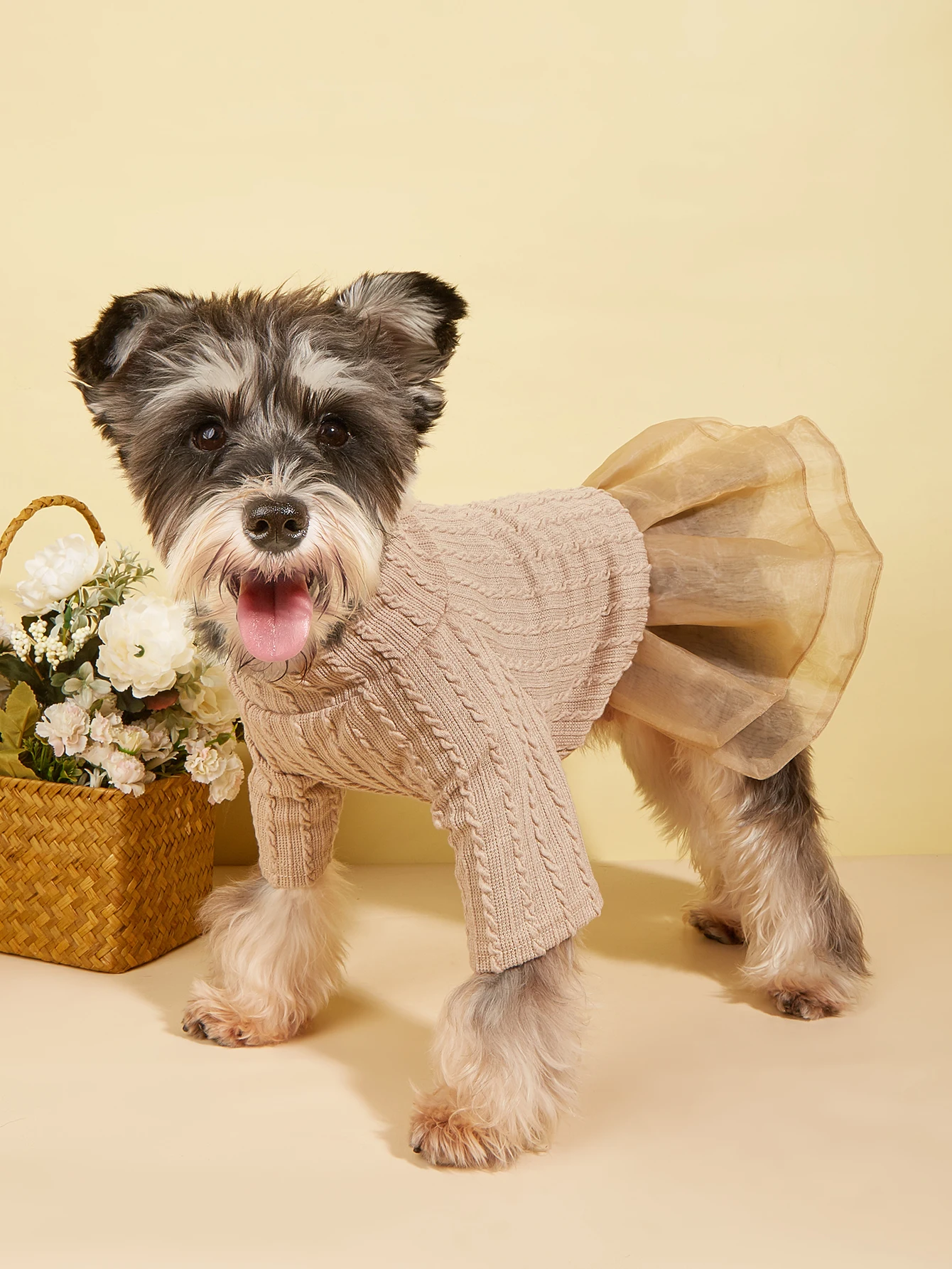Dog TuTu Dress for Small Dogs Warm Costume Knitted Puppy with Tulle ...